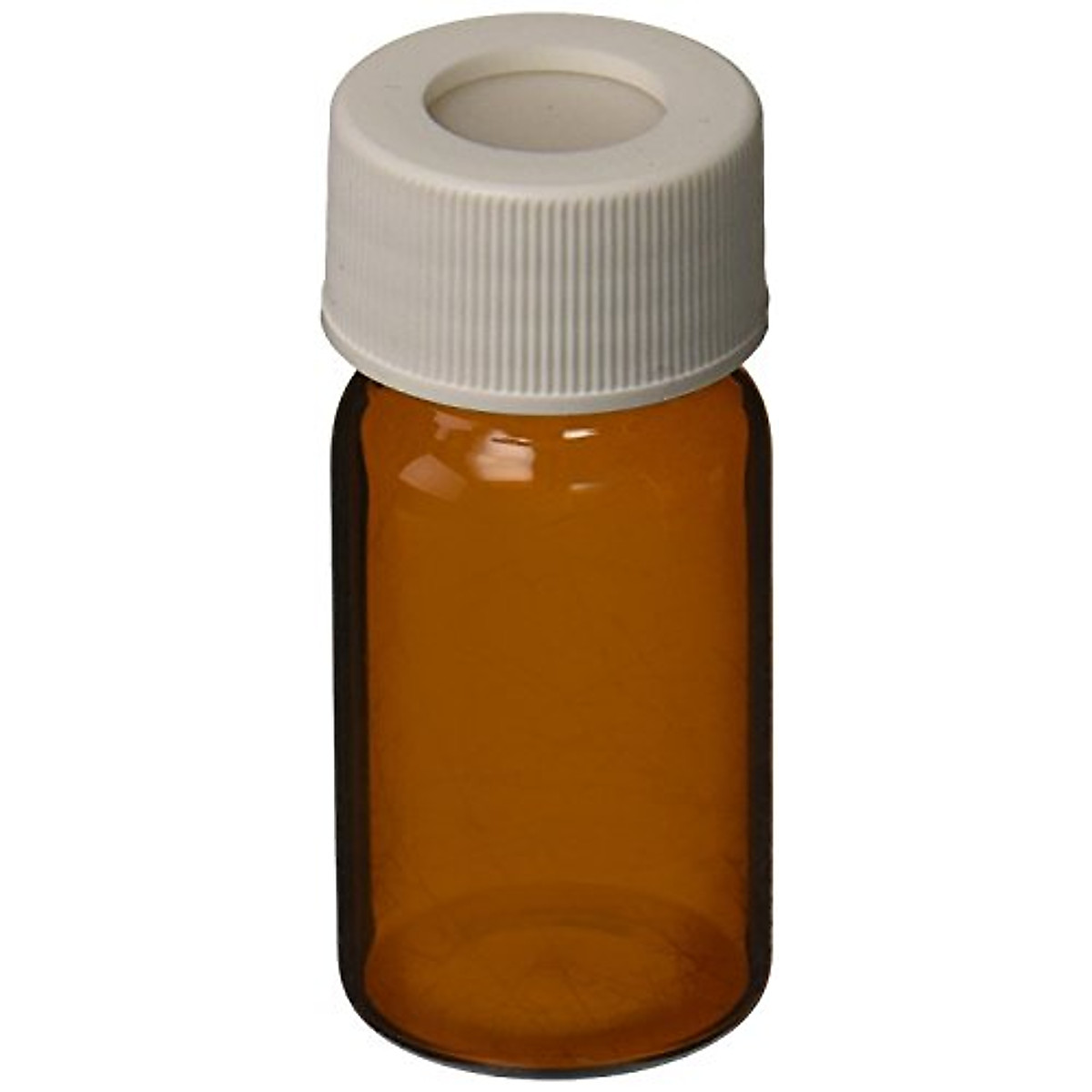 JG Finneran 9A-107 Amber Borosilicate Glass Standard VOA Vial with White Polypropylene Open Top Closure and 0.100" PTFE/Silicone Septa, 24-414mm Cap Size, 20mL Capacity (Pack of 72)