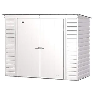 Arrow Shed Select 8' x 4' Outdoor Lockable Steel Storage Shed Building, Flute Grey