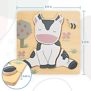 Anavrin Co. 4 pk Animal Shape Wooden Puzzles Set for Toddlers Early Brain Development Learning, Toddler 1 2 3 4 Years Old, Montessori STEM Educational Birthday Gift Toy