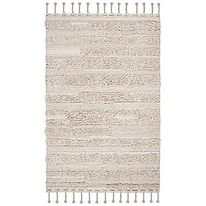 SAFAVIEH Casablanca Collection Accent Rug - 4' x 6', Grey, Handmade Textured Wool Braided Tassel, 0.5-inch Thick Ideal for High Traffic Areas in Entryway, Living Room, Bedroom (CSB450H)