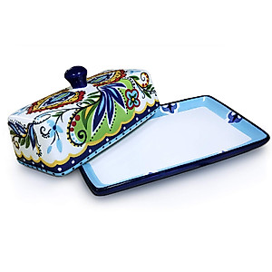 Butter Dishes with Covers, for Serving Tray Cheese, Dessert, Fruit and More Appetizer Plates (Hand Drawn)