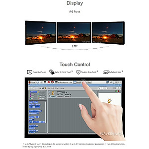 waveshare 10.1inch Capacitive Touch Screen LCD Compatible with Raspberry Pi 5/4B/3B+/3A+/2B/B+/A+/Zero/Zero W/WH/Zero 2W CM3+/4 1024×600, HDMI IPS 10-Points Touch Supports Windows/Jetson Nano