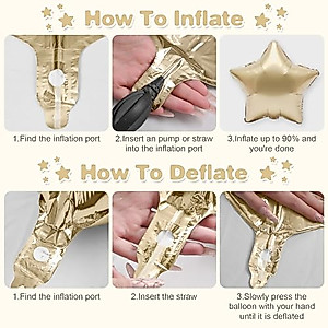 Champagne Gold Star Balloons,12Pcs Light Gold Silver Star Shaped Foil Balloons,18Inch Large Gold Helium Mylar Balloon for Birthday Baby Shower Anniversary Wedding Party Decorations