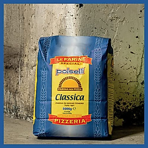 Classica, Tipo "00" Double Zero Flour Extra Fine, 11 lbs (5 kg), Neapolitan Italian Pizza, Bread, Pasta, and more, All Natural, Unbleached, Unbromated, No Additives, Polselli