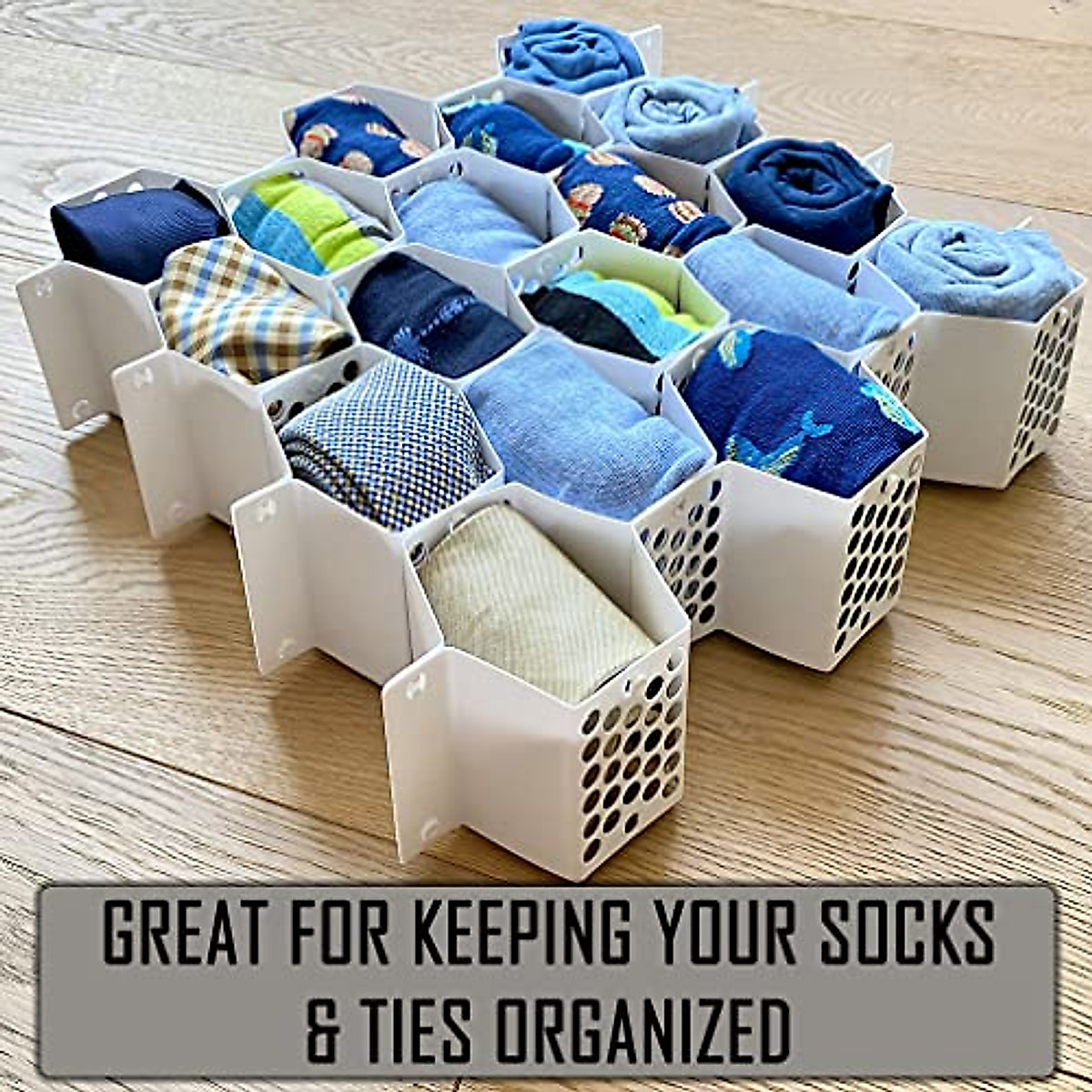 Evelots 4 Pack Dresser Drawer Organizer-Divider-Sock-Belt-Scarf-Underwear-112 Slots Total