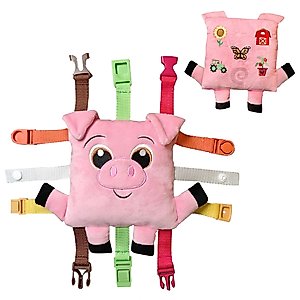 Buckle Toys - Boink Pig - Learning Activity - Develop Fine Motor Skills and Problem Solving - Sensory Toddler Travel Toy