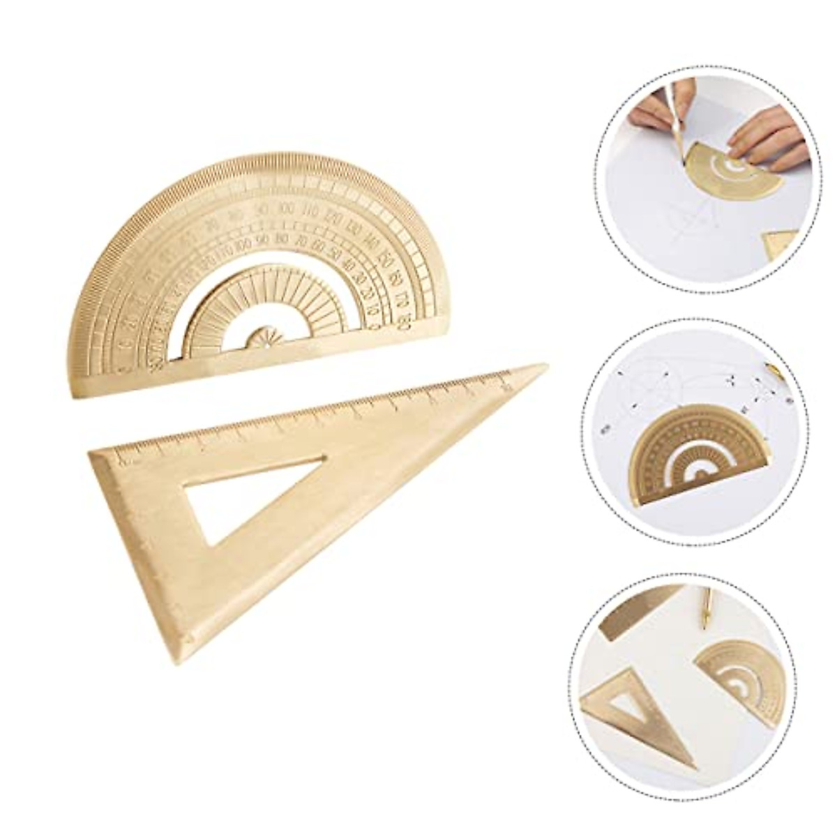 Operitacx 2 Sets Triangular Ruler Math Triangle Ruler Measuring Ruler Metal Triangular Ruler Clear Ruler Ruler Metal Protractor Metal Triangle Ruler Practical Protractor Scale