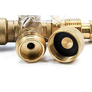 Camco Propane Brass 4 Port Tee- Comes with 5ft and 12ft Hoses, Allows for Connection Between Auxiliary Propane Cylinder and Propane Appliances (59123) , Black