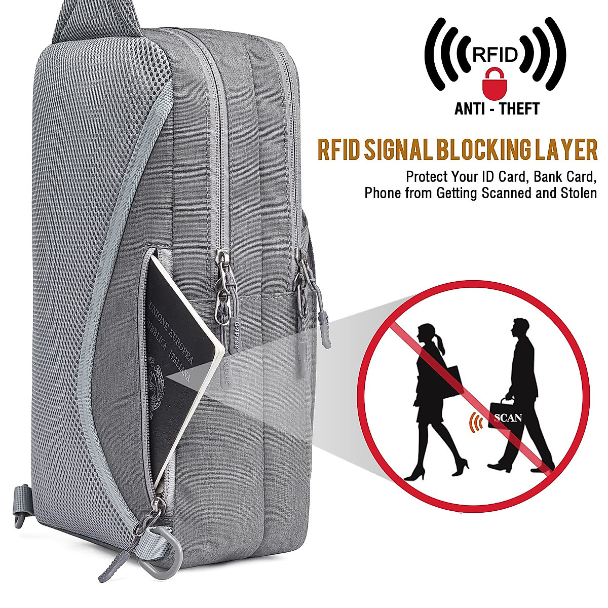 G4Free Sling Bag Sling Backpack Crossbody Chest Bag Daypack for Hiking Traveling (Grey)