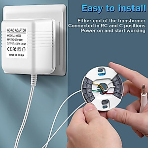 solsinsy 24V500mA Doorbell Power Adapter, 24V Transformer for Ring Doorbell,Video Doorbell,Nest, Ecobee, Sensi and Honeywell Thermostats, 24 Volt 500mA C-Wired AC Plug in Cord 16.5FT