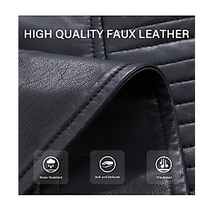 Bellivera Women's Faux Leather Jacket Motorcycle Standard Outerwear 53 Black L