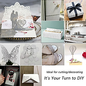 Acrux7 100 Sheets Silver Glitter Cardstock 12 x 12 Inch Glitter Cardstock Paper for Invitations, Scrapbook, DIY Cards, Graduations, Crafts, Printing, Box Wrapping Silver Shimmer Paper 250GSM/92lb