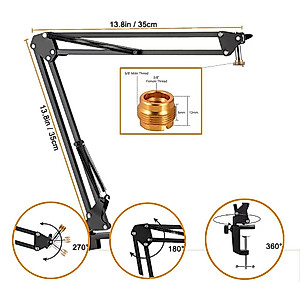 Quadcast Boom Arm - Heavy Duty Adjustable Gaming Microphone Mic Stand Compatible with Hyperx Quadcast S Microphone