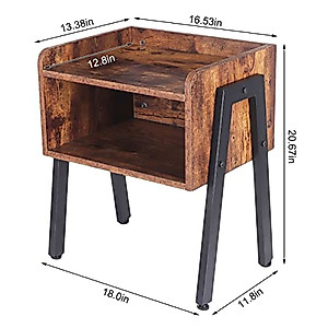 LIRUXUN C Frame Coffee Table Metal Frame Set Wood Vintage Side Table Mobile Living Room Bedroom Furniture