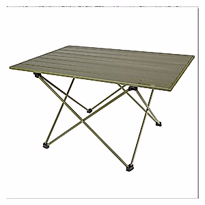 SUNESA Portable Picnic Table Outdoor Portable Folding Table Aluminum Alloy Barbecue Table Picnic Table Self-Driving Camping Aluminum Plate Table Army Green Foldable Camping Table