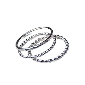 Stackable Band Single Sterling Silver Ring, twisted band engagement ring, Thin Hammered Texture Stacking, (5)