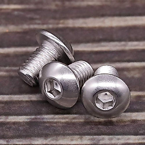 M5-0.8 x 10mm Button Head Socket Cap Screws 304 Stainless Steel 18-8 Hex Socket Cap Screws, Allen Hex Drive, Full Thread, Coarse Thread UNC, 100 PCS