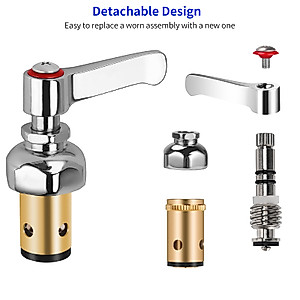 KANONEY Hot Spindle Assembly for 002714-40 Eterna Valve Replacement Red Side Handle Stem Assembly Fit for T&S Brass All Commercial Faucet