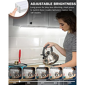 GYTBL Under Cabinet Lighting Wireless 12inch Motion Sensor Light Indoor Closet Lights Motion Sensored Magnetic Closet Light Rechargeable Under Counter Lights for Kitchen Cupboard Wardrobe Stair-4 Pack