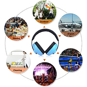 Baby Ear Protection Aged 0-3 Years Noise Canceling Baby Headphones for Newborn Toddler Infant Protective Ear Covering Shields Earmuffs for Sleep Airplane Travel(Blue)