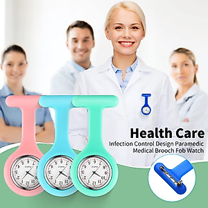 15 Pcs Silicone Nurses Watch Lapel Clip on Watches Stethoscope Nurse Pocket for Men Nursing Fob with Second Hand Doctor Students Graduation Gifts Office Travelling Hiking, 15 Colors