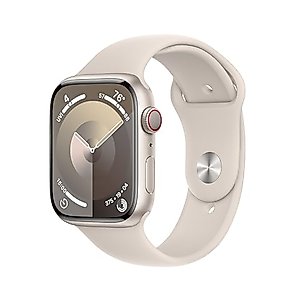 Apple Watch Series 9 [GPS + Cellular 45mm] Smartwatch with Starlight Aluminum Case with Starlight Sport Band M/L. Fitness Tracker, Blood Oxygen & ECG Apps, Always-On Retina Display