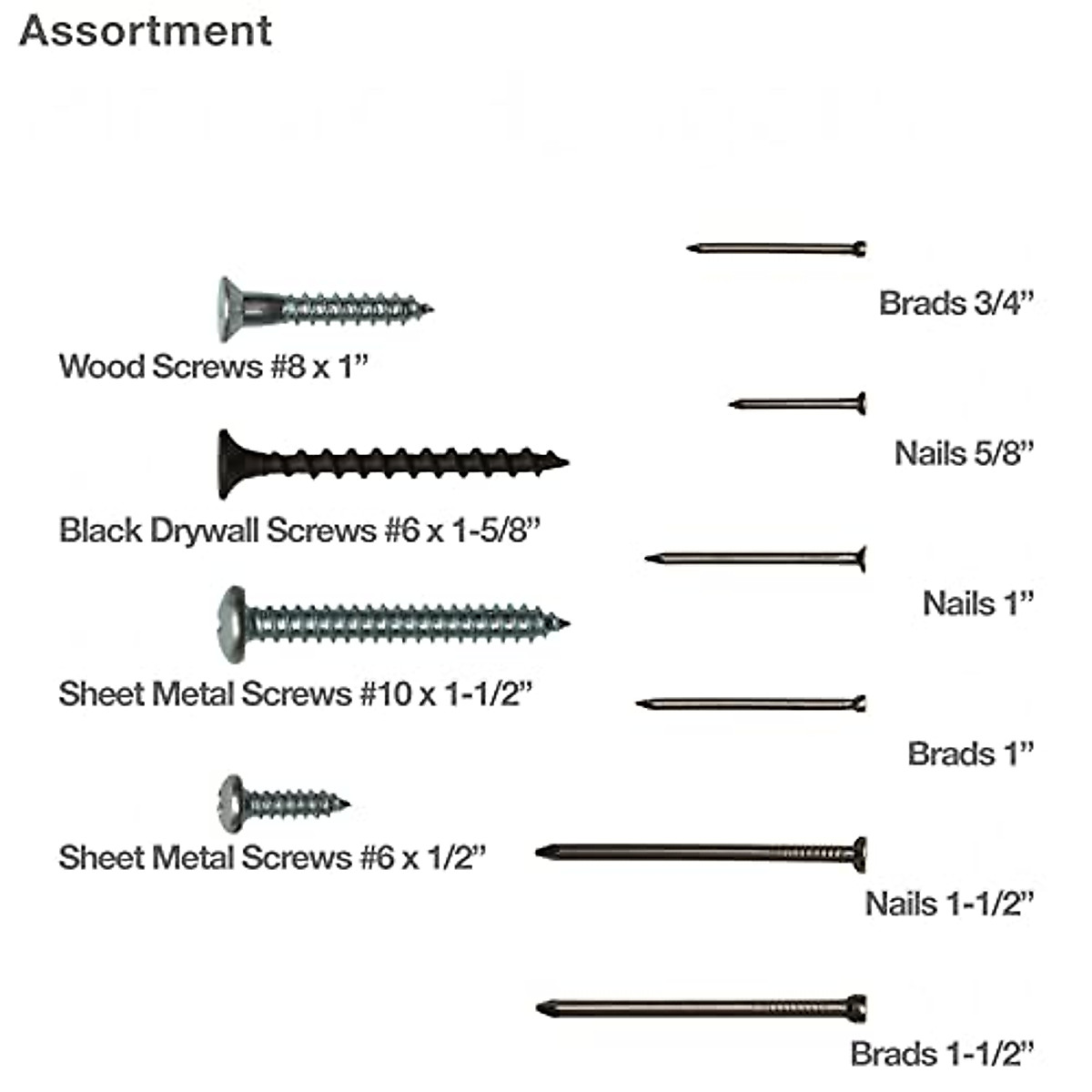 Qualihome Household Repair and Hanging Kit: Screws, Nails, Wall Anchors, Cup Hooks, Picture Hangers, Push Pins, and More