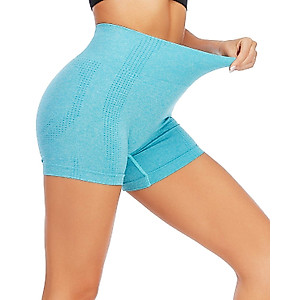 AHLW Seamless Workout Shorts for Women High Waist Tummy Control Breathable Athletic Gym Running Shorts
