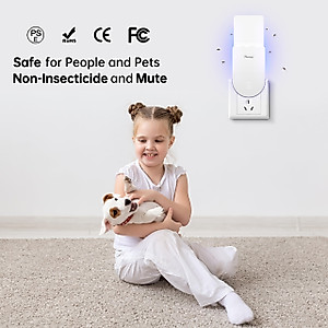 Pesteaze Indoor Plug-in Mosquito Killer, Flying Insect Trap for Flies, Fruit Flies, Moths & Gnats, with Adjustable Brightness UV Attractant Catcher & Night Light, 1 Device + 10 Glue Card Refills