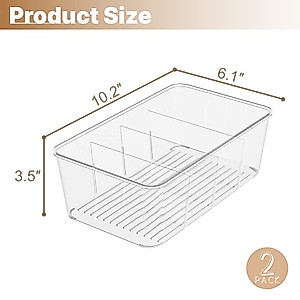 Pantry Organization and Storage, Clear Food Storage Organizer Bin with Removable Dividers for Kitchen, BPA-FreeRefrigerator Organizer, Cabinet Organizer