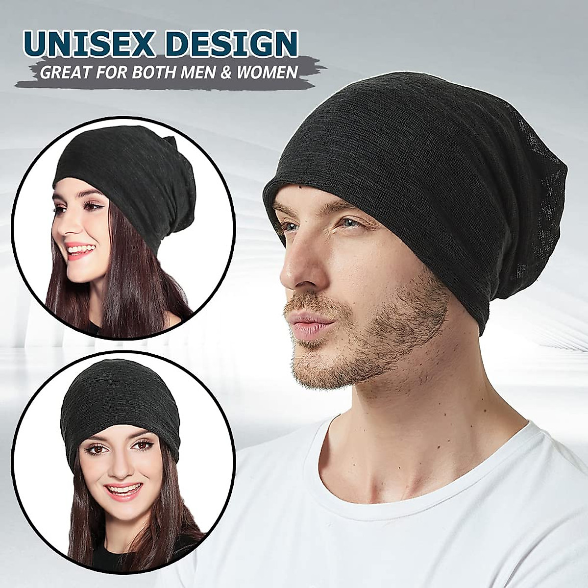 EINSKEY Cotton Slouchy Beanie Hat for Men/Women, Lightweight Oversize Large Thin Skull Cap Chemo Cap Night Sleeping Cap