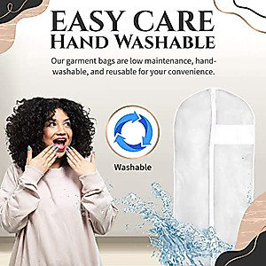 KUVR Clear Plastic Garment Bags for Hanging Clothes, Dress Bag Suit Bags for Closet Storage, Zippered Clothes Cover, Hanging Garment Bags Dance Costumes Clothing Protector - 43"(4 pc) 55"(2 pc) 6 pack