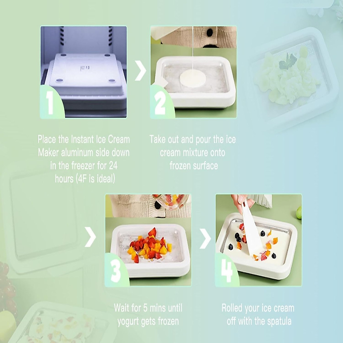 Instant Ice Cream Maker,Rolled Ice Cream Maker, Soft Serve Ice Cream maker,Perfect for Frozen Yogurt, and More! Food grade stainless steel ice cream roll machine for home us.