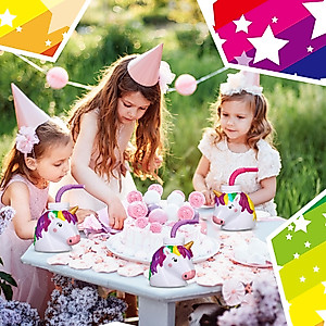 Mifoci Unicorn Birthday Party Favor Gift Supplies Unicorn Cups with Straws,10 oz Plastic Unicorn Shape Cup Reusable for Girls Birthday Baby Shower Unicorn Theme Party Supplies(Bright Color, 24 Set)