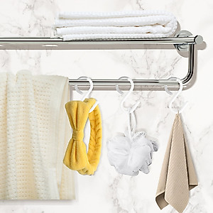 6 Pack Secure & Quiet Plastic S Hooks for Hanging Towel, 3.5 Inch Shower Curtain Hooks Rings Rust-Free,Twist & Lock Small Closet S Hooks for Shower Curtain, Clothes, Towels, Hats (White)