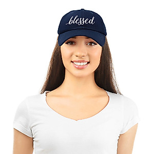 DALIX Blessed Women's Baseball Cap Soft Cotton Dad Hat in Navy Blue