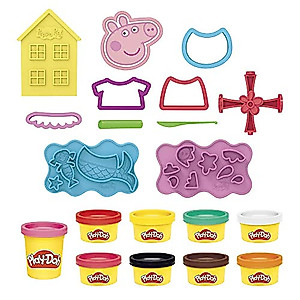 Play-Doh Peppa Pig Stylin' Set, Peppa Pig Playset with 9 Cans and 11 Tools, Peppa Pig Toys for 3 Year Old Girls and Boys and Up