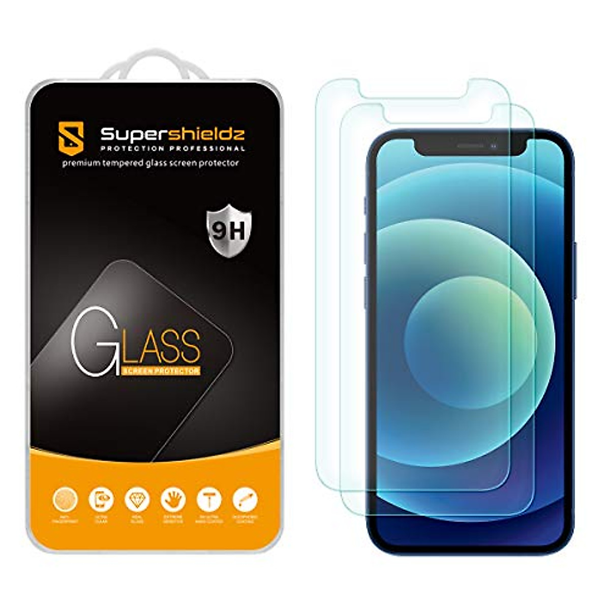 Supershieldz (2 Pack) Designed for iPhone 12 Mini (5.4 inch) Tempered Glass Screen Protector, Anti Scratch, Bubble Free