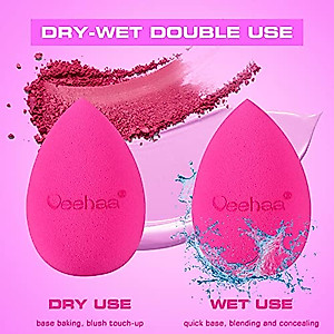 Veehaa 2PCS Makeup Sponge Set, Latex Free Makeup Blender for foundation, Makeup Sponges egg shaped, Makeup Sponges for all areas