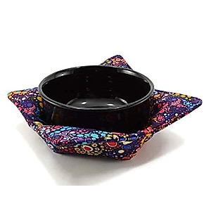 Purple Microwave Bowl Holder - Colorful Cotton Bowl Cozy