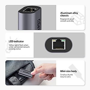 USB C to Ethernet Adapter, QGeeM Gigabit Ethernet to USB Type C, Thunderbolt 3/4 to RJ45 LAN Network Adapter Compatible for iPhone 15 Pro/max, MacBook Pro/Air, iPad Pro, Dell XPS etc