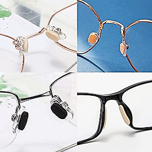 Eyeglass Repair Kit.24Pairs Glasses Nose Pads,Adhesive Anti Slip Nose Pads Relieve Pressure for Eyeglasses and Sunglasses(Black,Skin Tone,3 Shape,1.5mm).1Pcs Eyeglass Nose Pads Storage Box(Clear)