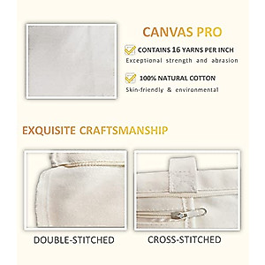 PN.HCNMTFB Canvas Tote Bag, 1 Inner Pockets, with Zipper, Stylish and Durable, Lightweight, Natural Cotton Grocery Shopping Cloth Bag, Perfect for Gifts, Work, School, Travel, Off-White