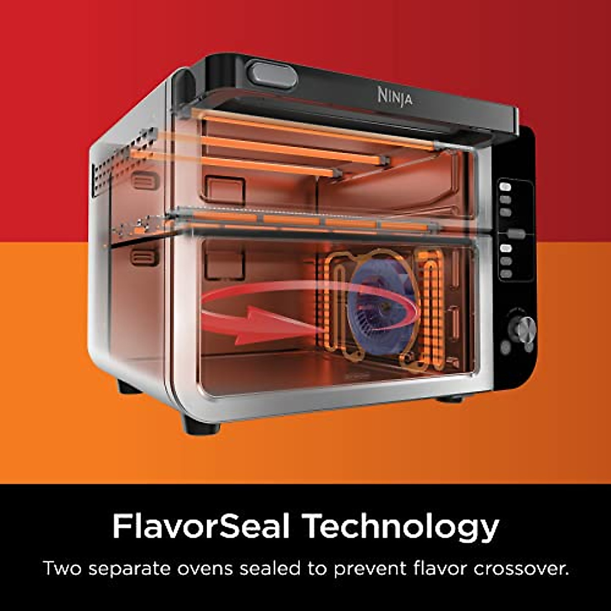 Ninja DCT401 12-in-1 Double Oven with FlexDoor, FlavorSeal & Smart Finish, Rapid Top Oven, Convection and Air Fry Bottom Oven, Bake, Roast, Toast, Air Fry, Pizza and More, Stainless Steel