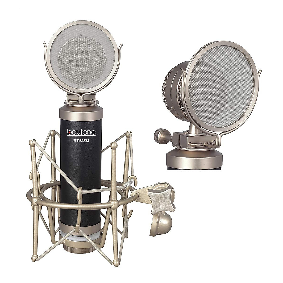 Boytone, Professional Studio Recording Podcast Condenser, Metal Shock Mount, Anti-Wind Cap (BT-68SM)