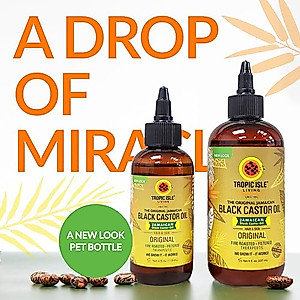 Tropic Isle Living Jamaican Black Castor Oil XX Dark 4oz | 100% Natural Hair Growth Oil and Scalp Treatment | Promotes Strong, Healthy, Thicker Hair, Eyelashes, Eyebrows