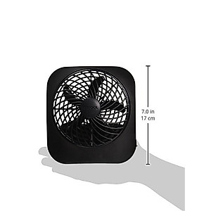 Treva 5-Inch Portable Desktop Battery Powered Fan, 2 Cooling Speeds with Compact Folding & Tilt Design (Black)