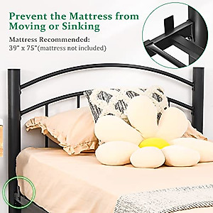 Giantex Metal Bed Frame, Modern Platform Bed with Headboard and Footboard, Heavy-Duty Steel Slat Support Mattress Foundation, Noise Free, Easy Assembly, No Box Spring Needed Frame (Twin Size, Black)