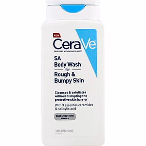 CeraVe Body Wash with Salicylic Acid | Fragrance Free Body Wash to Exfoliate Rough and Bumpy Skin | Allergy Tested | 10 Ounce