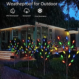 Windpnn 4-Pack C6 Solar Christmas Lights Outdoor Strawberry Stake Lights, Waterproof Outdoor Christmas Pathway Lights, Decorative Solar Christmas Yard Decorations Lights for Garden Yard Patio